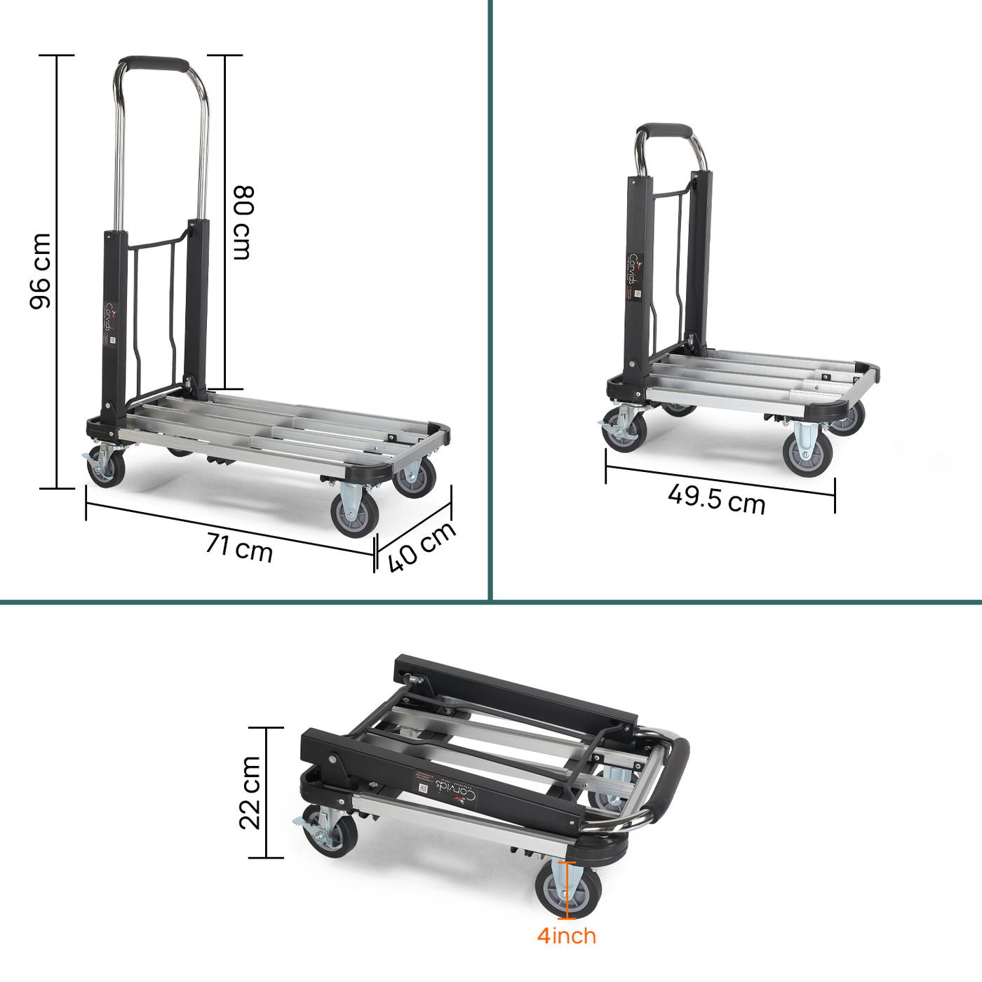 Buy 150 Kg Aluminium Extendable Hand Platform Trolley Online