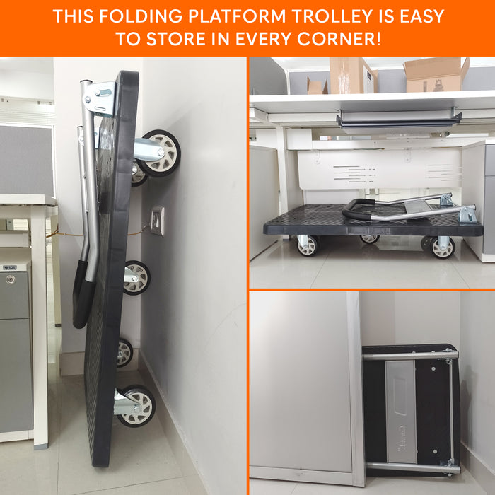 Corvids 500 Kg Portable Plastic Folding Hand Platform Trolley with 2-Y