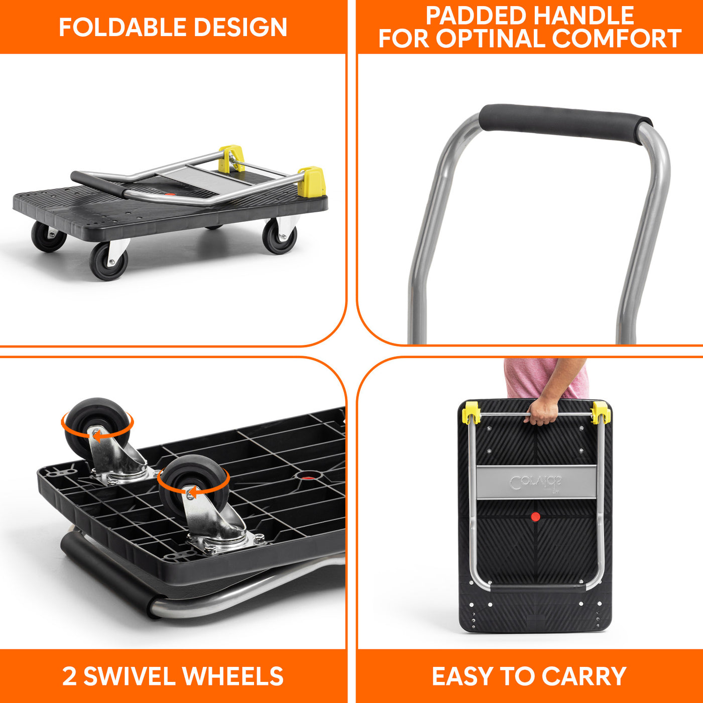 Corvids 400 Kg Portable Plastic Folding Hand Platform Trolley with 2-Y