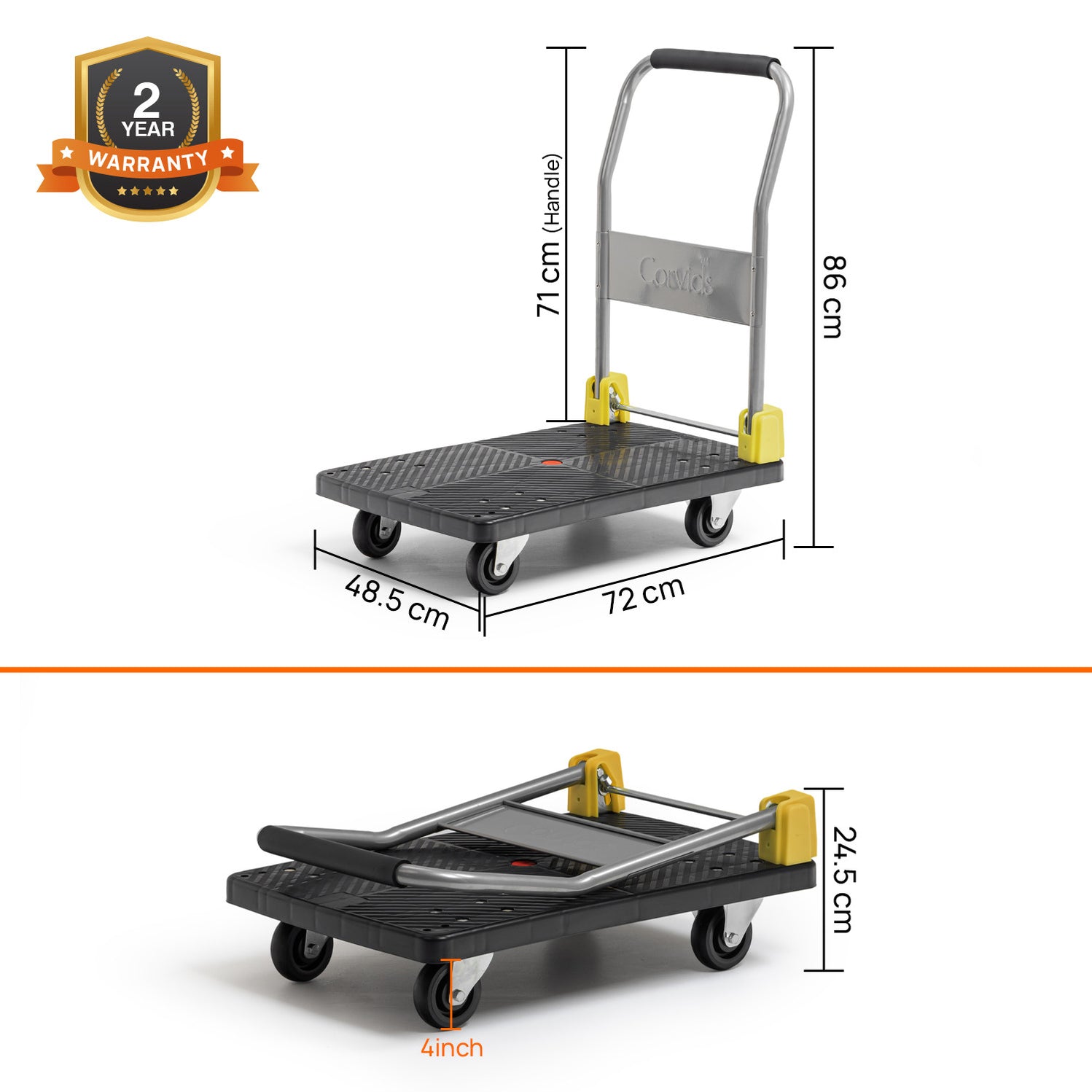Buy Corvids 200 Kg Portable Plastic Folding Hand Platform Trolley
