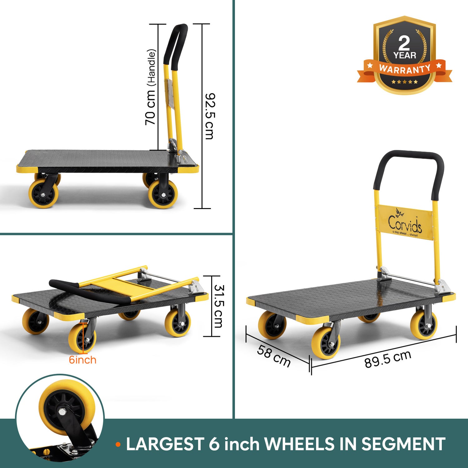 Buy 400 Kg Heavy-Duty Folding Metal Hand Platform Trolley