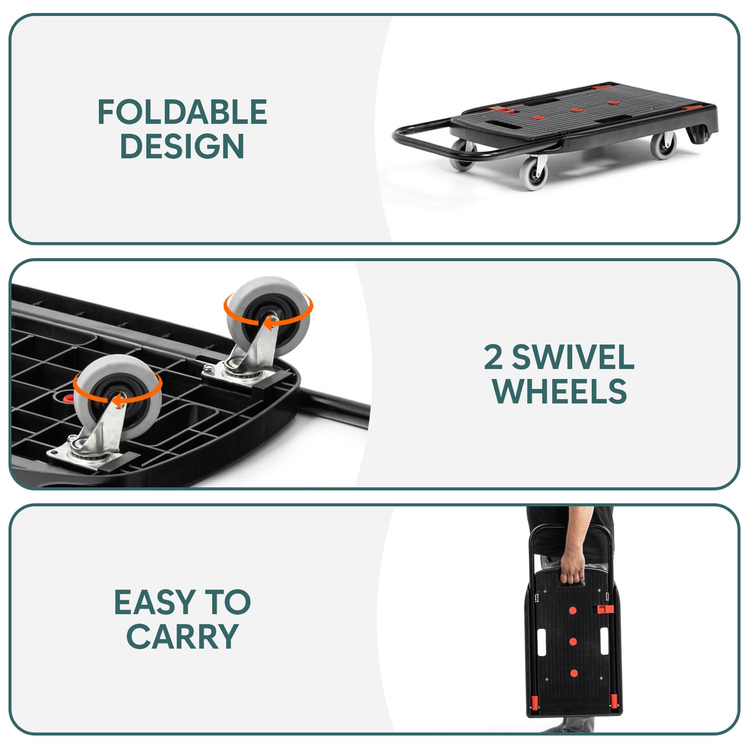 Buy Corvids 150 Kg Portable & Compact Plastic Platform Trolley