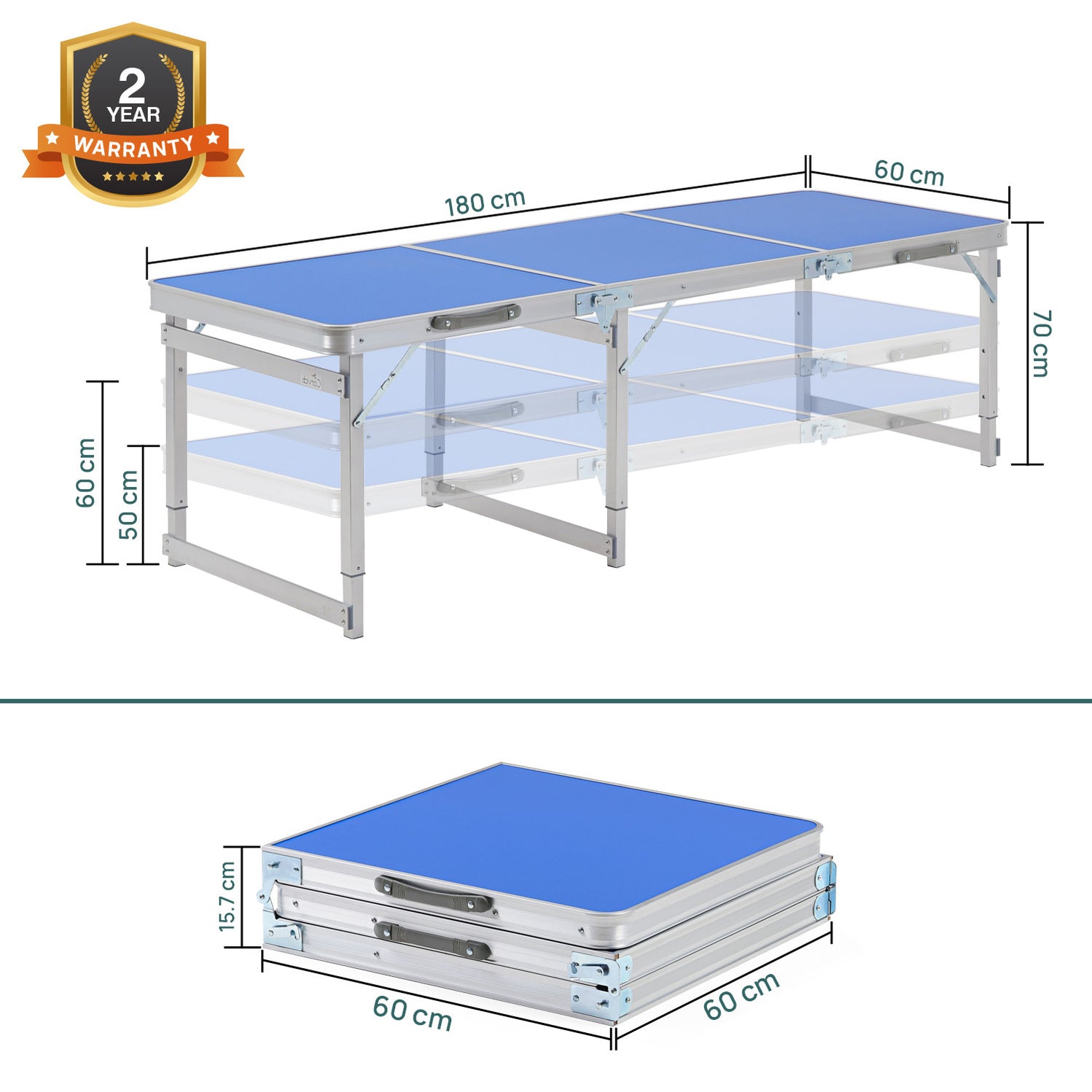 Corvids 6 Feet Multipurpose Aluminium Folding Camping Table with Carry