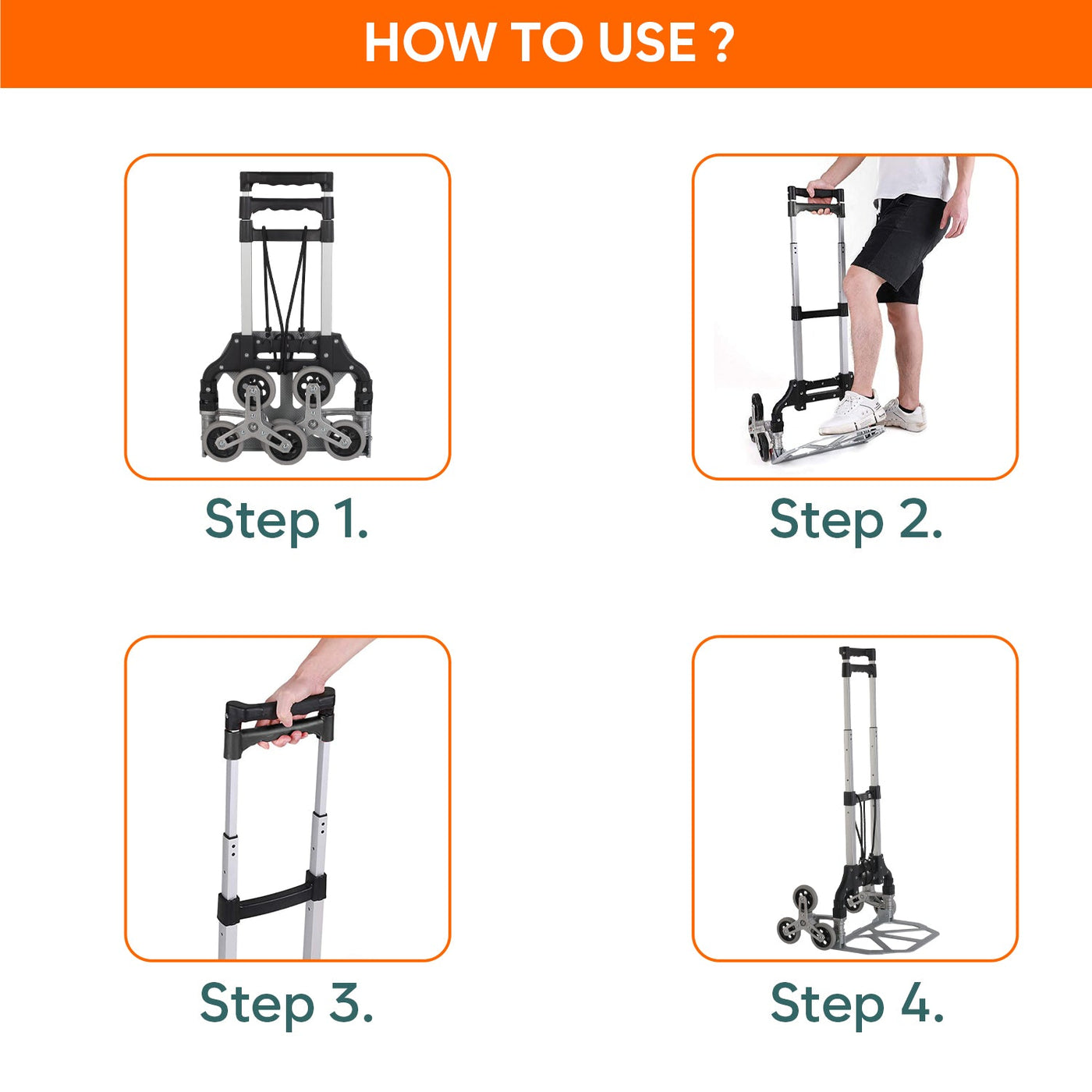 Corvids 75 Kg Stairs Climbing Aluminium Hand Truck | 2-Year Warranty